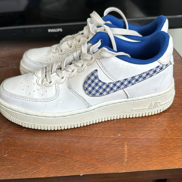 Nike | Shoes | Nike Air Force One Blue Checkered Print | Poshmark